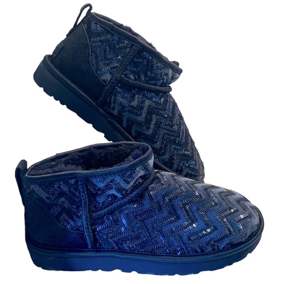 UGG | Shoes | Very Rare Ugg Sequin Chevron Classic Ultra Mini Ankle ...